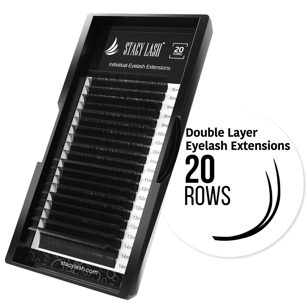 20 Rows - Double Layer Volume Mink Eyelash Extensions C-D Curl – Stacy Lash