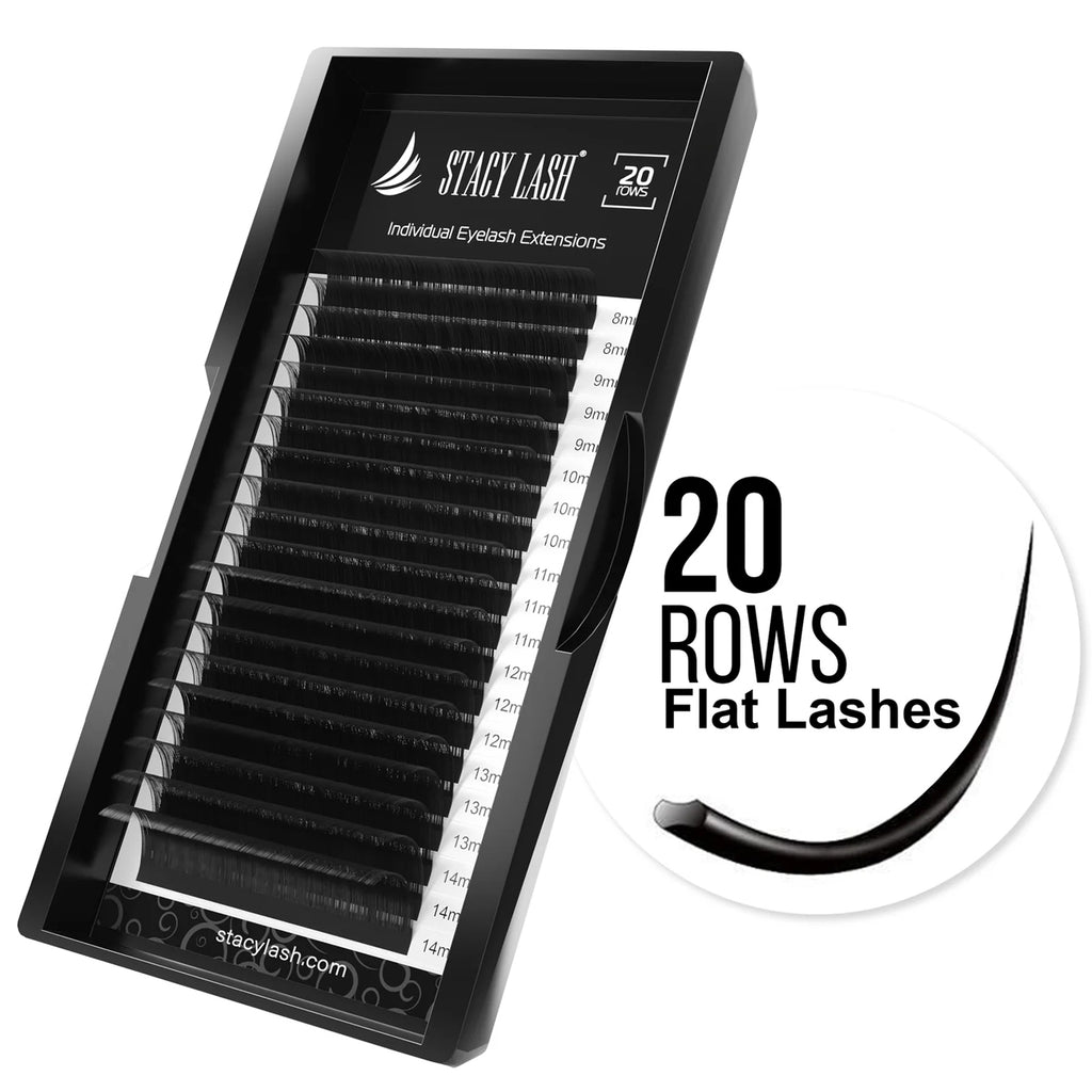 Sale ️ 20 Rows - Flat (Ellipse) Eyelash Extensions J Curl – Stacy Lash